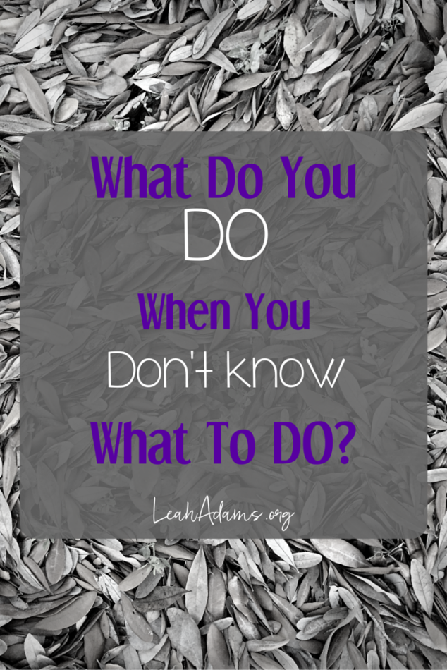 What Do You Do When You Don't Know What To Do?